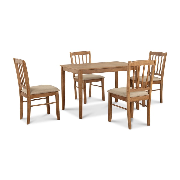 Juego de Comedor Kansas 4 Sillas Mesa Rectangular 75x71x113 cm Roble ...