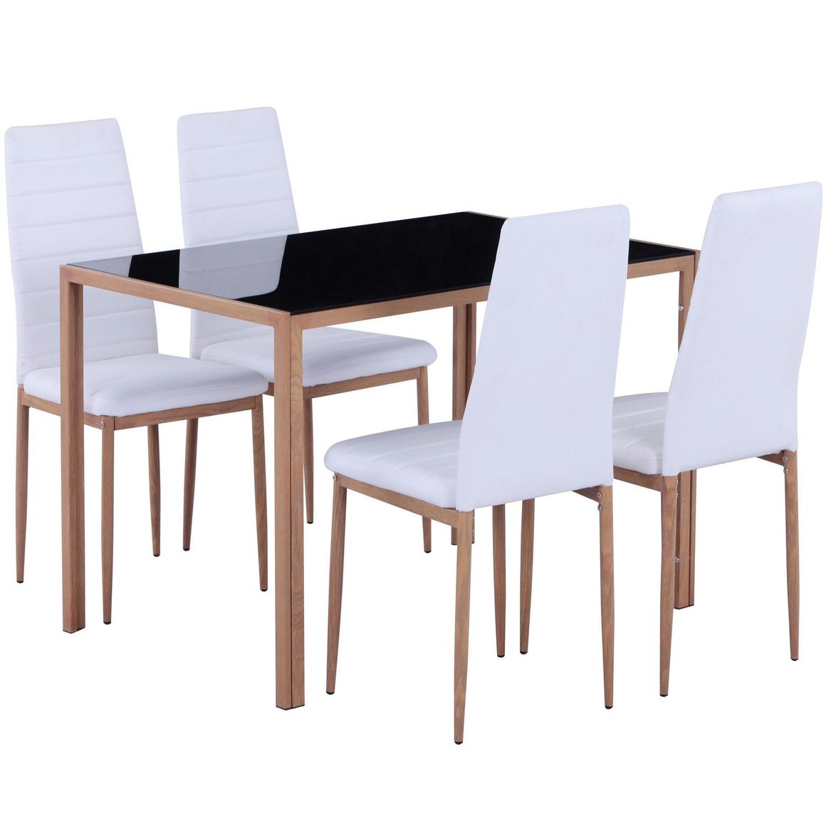 Juego de Comedor Ellis 4 Sillas Mesa Rectangular 70x75x110 cm Negro ...