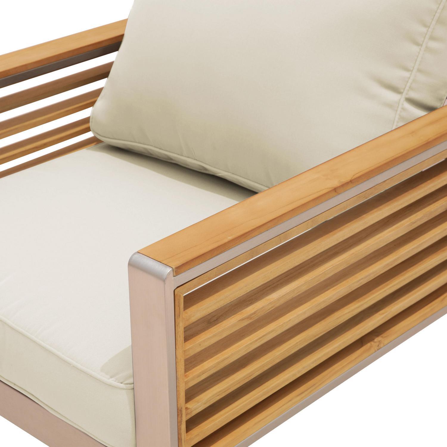 Juego de Living de Terraza Ishia 5 Personas Beige/Madera | Sodimac ...