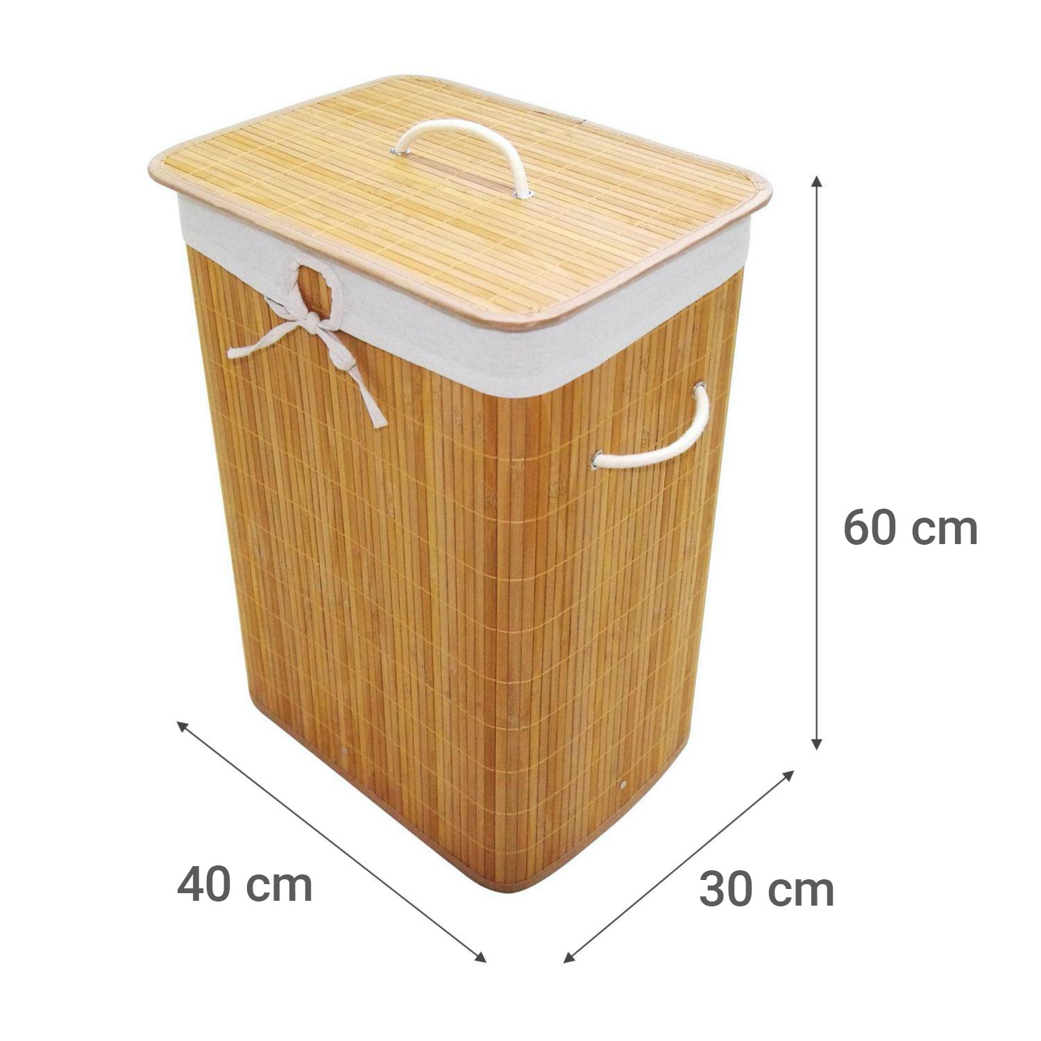 Canasto para Ropa Rectangular Bambú 30x60x40 cm 70 l Natural | Sodimac - Falabella