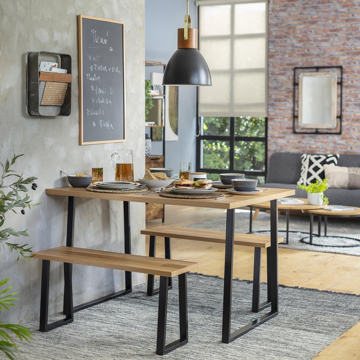 Set Comedor 2 Banquetas Mesa Rectangular 90x75x120 cm Madera | Sodimac ...