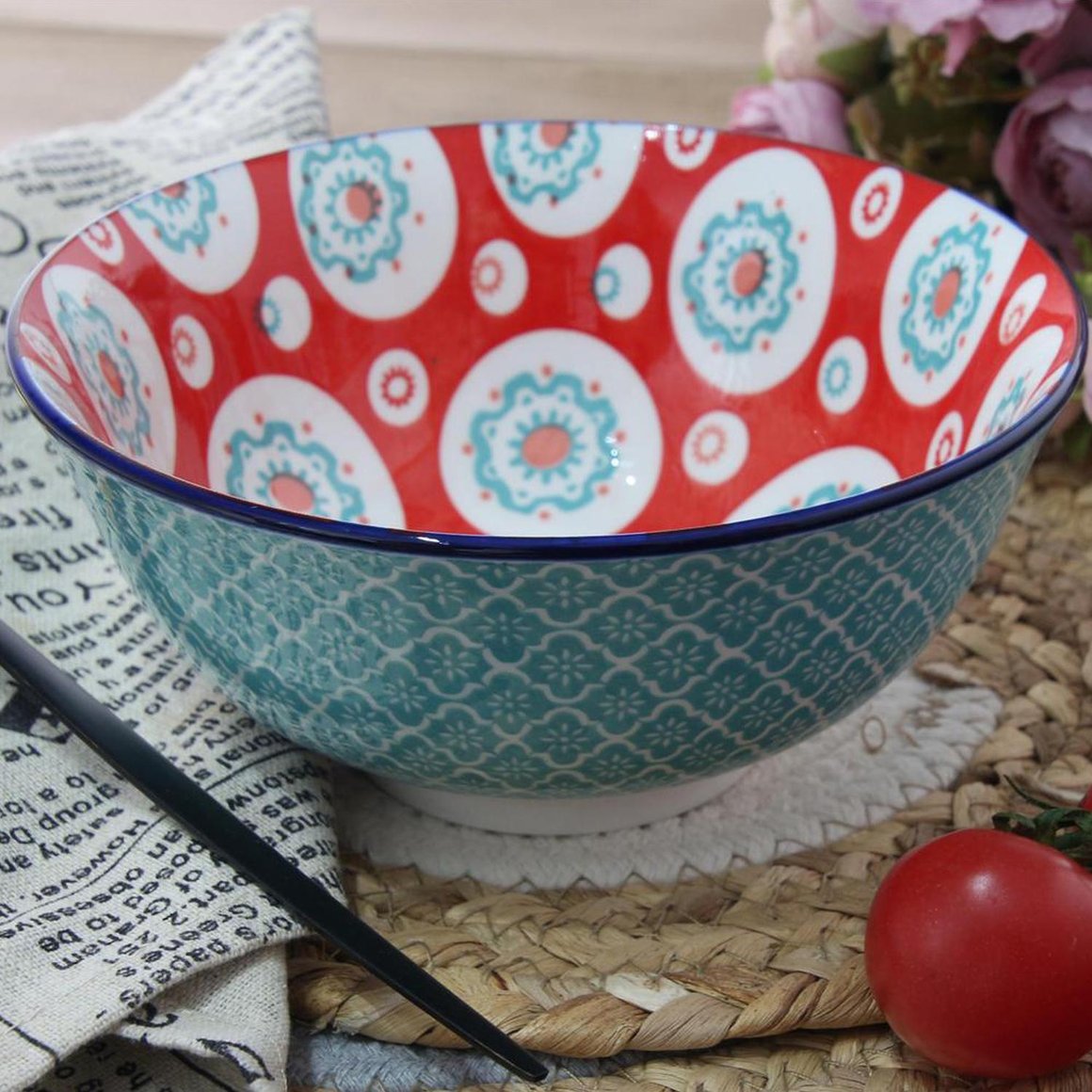 Bowl 15.4x7 cm diseño rojo/verde | Sodimac - Falabella