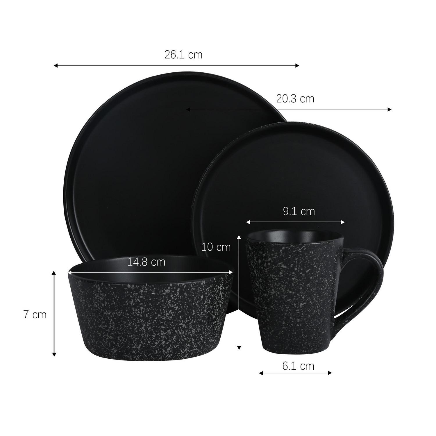 Juego de Loza 16 Piezas Cerámica Mármol Negro | Sodimac - Falabella