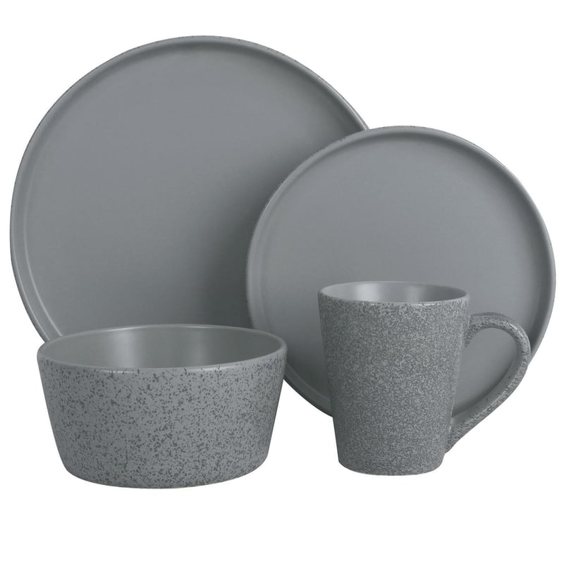 Juego de Loza 16 Piezas Cerámica Mármol Gris | Sodimac Chile
