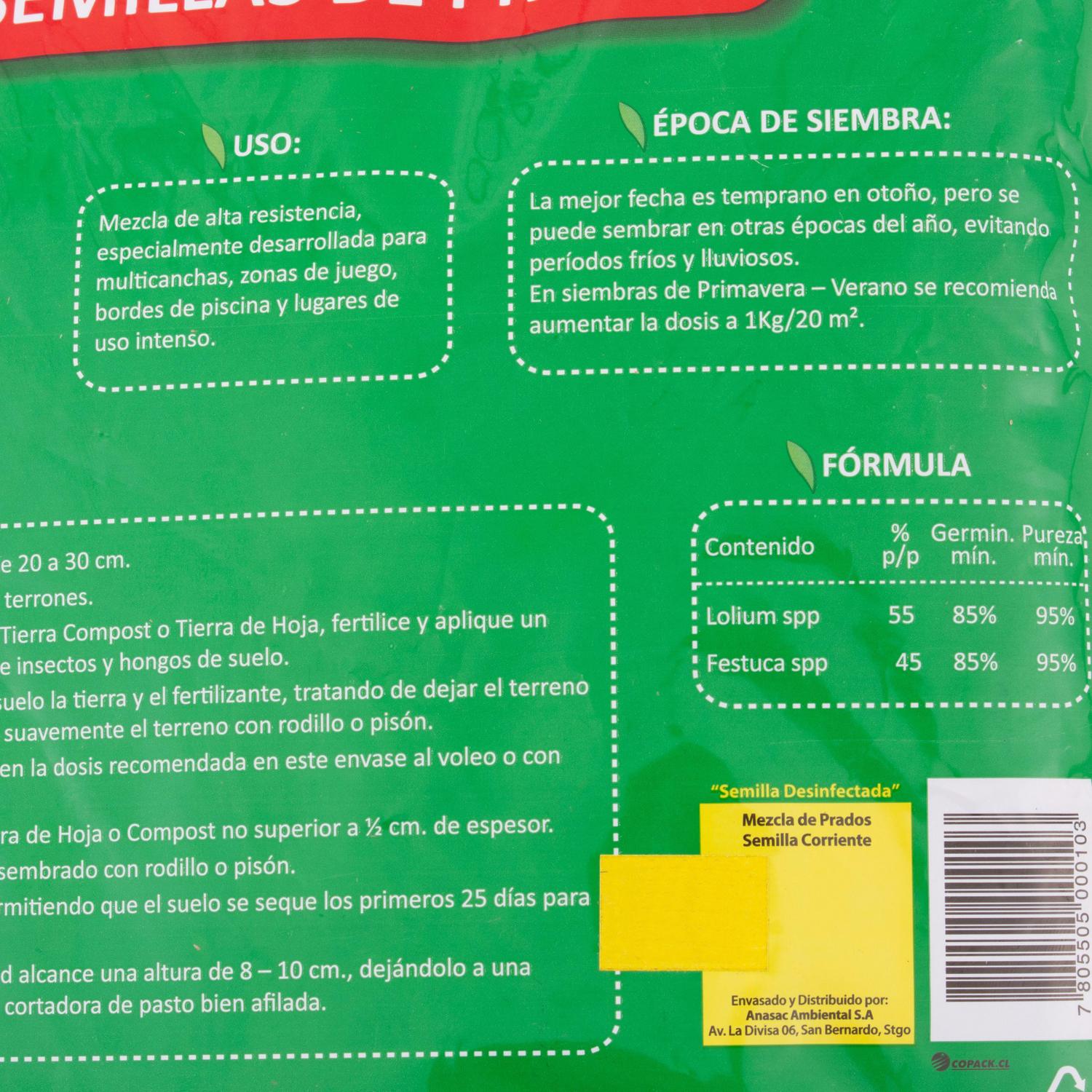 Semilla de Pasto Estadio 1 kg Bolsa | Sodimac - Falabella