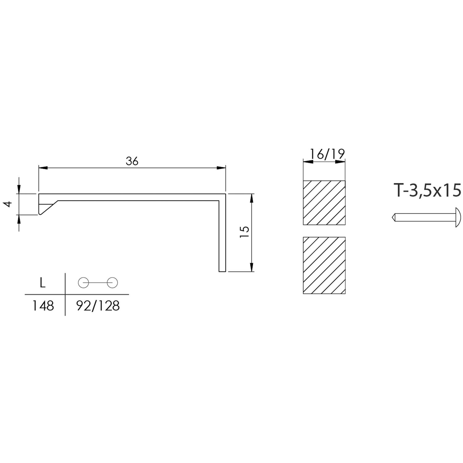 Perfil aluminio 148/128 mm anodizado mate | Sodimac - Falabella