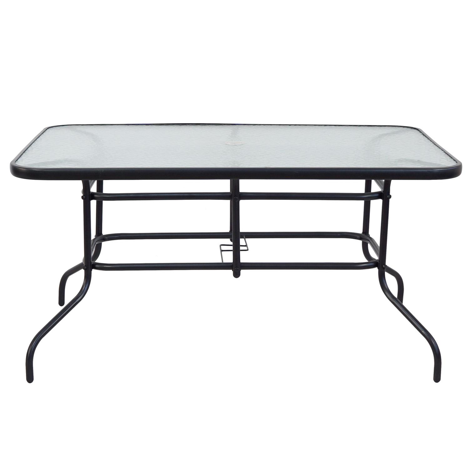 Mesa rectangular de terraza con vidrio templado 140x90 cm negro ...