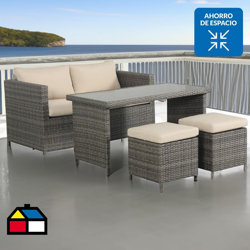 Juego de comedor de terrazas 4 personas niza beige | Sodimac Chile