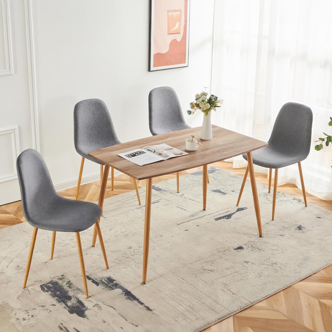 Juego de Comedor Dominga 4 Sillas Mesa Rectangular 70x76x120 cm Café ...