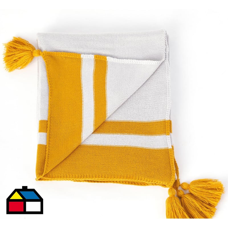 Manta vintage mostaza/blanca 130x160 cm | Sodimac - Falabella