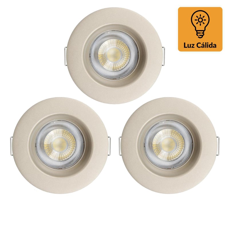Set 3 Spots LED empotrado 5W Luz Cálida Circular Satinado | Sodimac ...