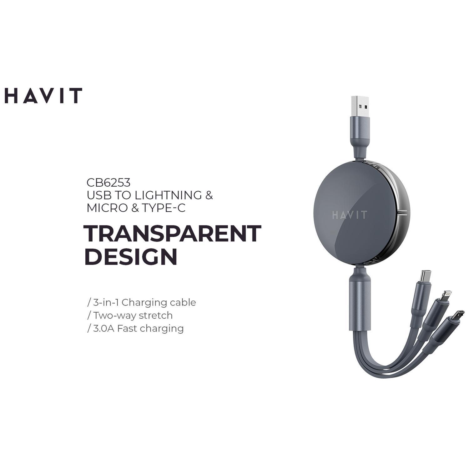 Cable carga rápida 3 en 1 (USB a tipo C, Lightning y micro USB) | Sodimac - Falabella