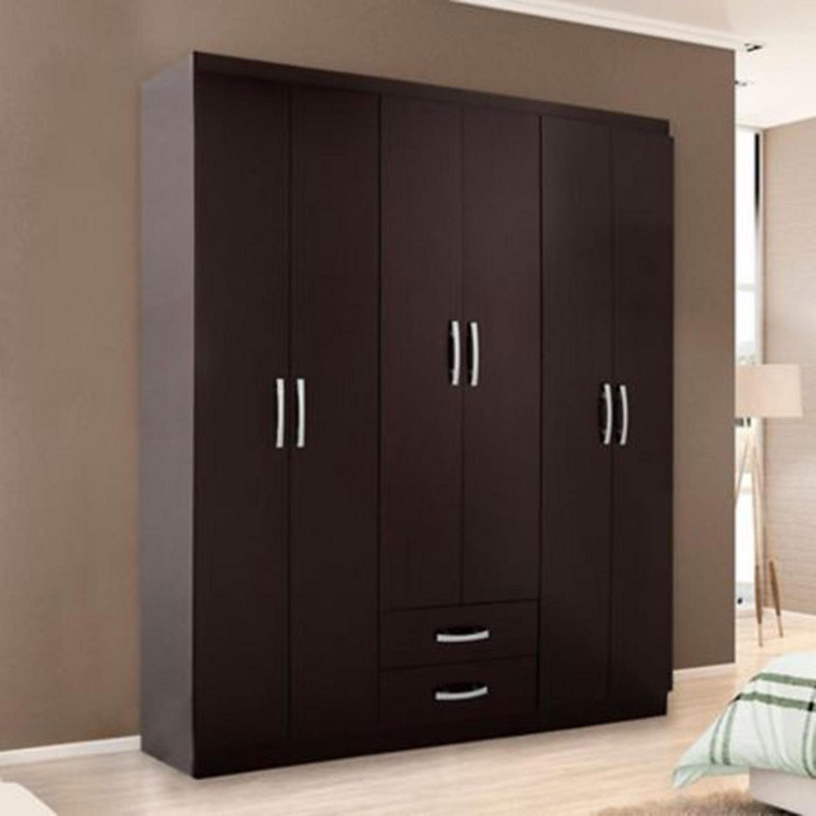 Clóset 6 Puerta(s) 2 Cajone(s) 2 Repisa(s) 162x183x47 cm Chocolate ...