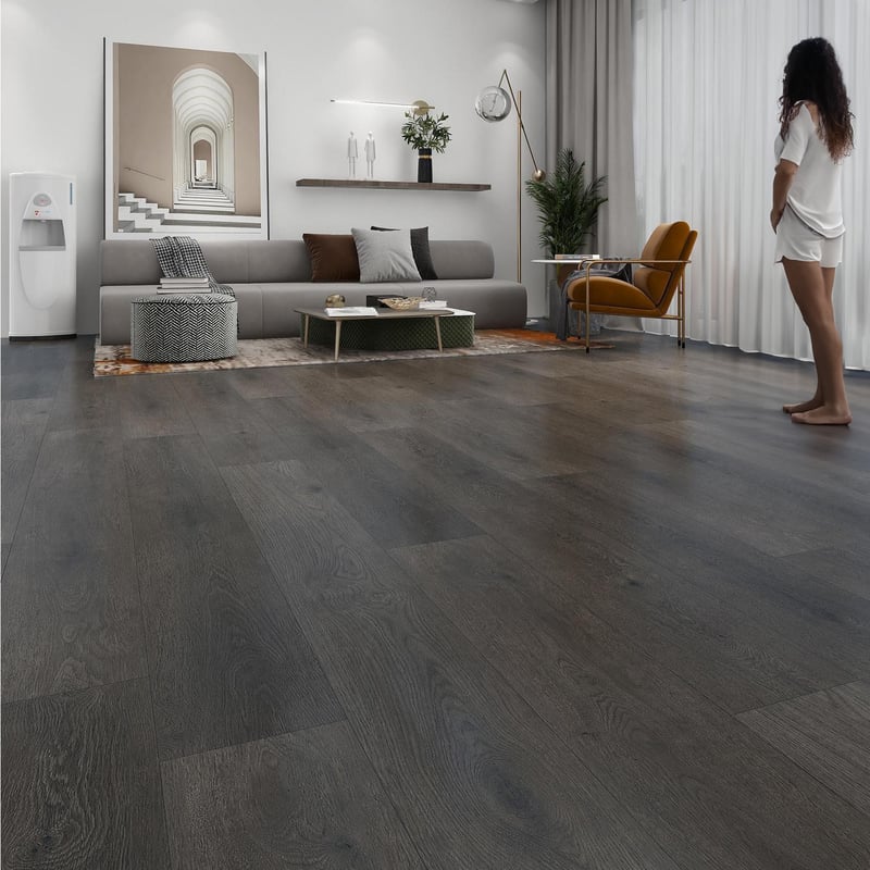 SPC Piso Vinílico 4 mm 18.2x152.4 cm MIDNIGHT OAK Gris Oscuro 2.5 m2 ...