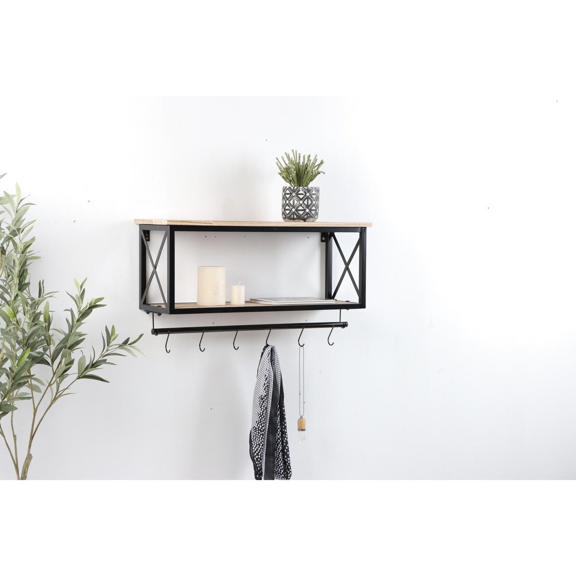 Repisa 2 Nivel(es) 62x32.5x20 cm Natural/Negro | Sodimac - Falabella