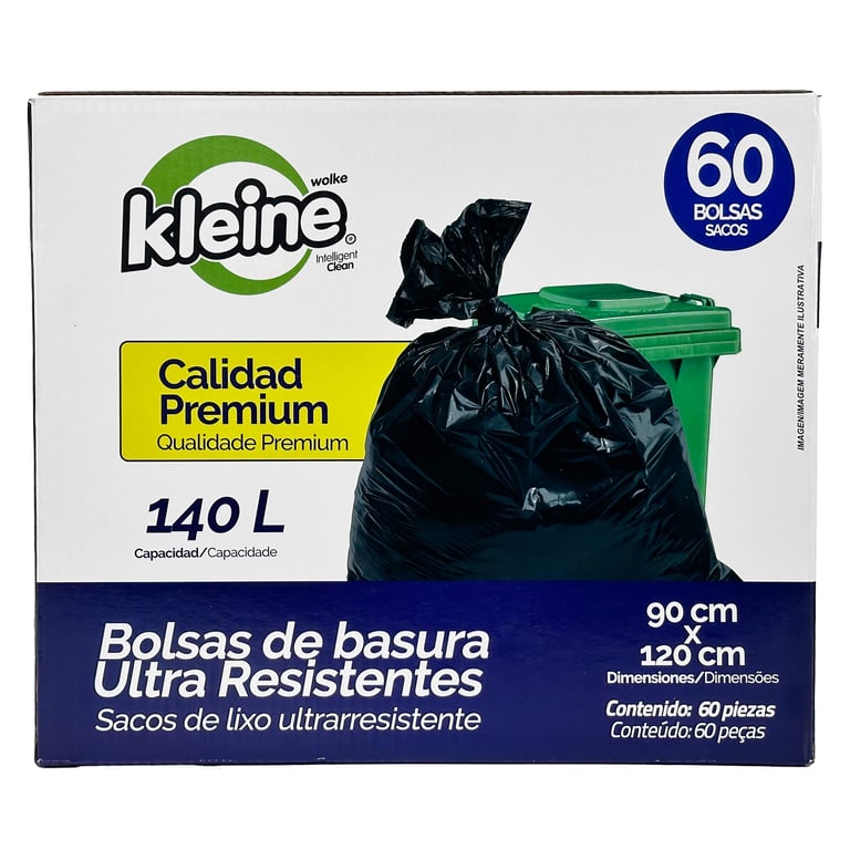 Bolsas de Basura Ultra Resistentes 90x120 cm 140 Litros 60 Unidades ...