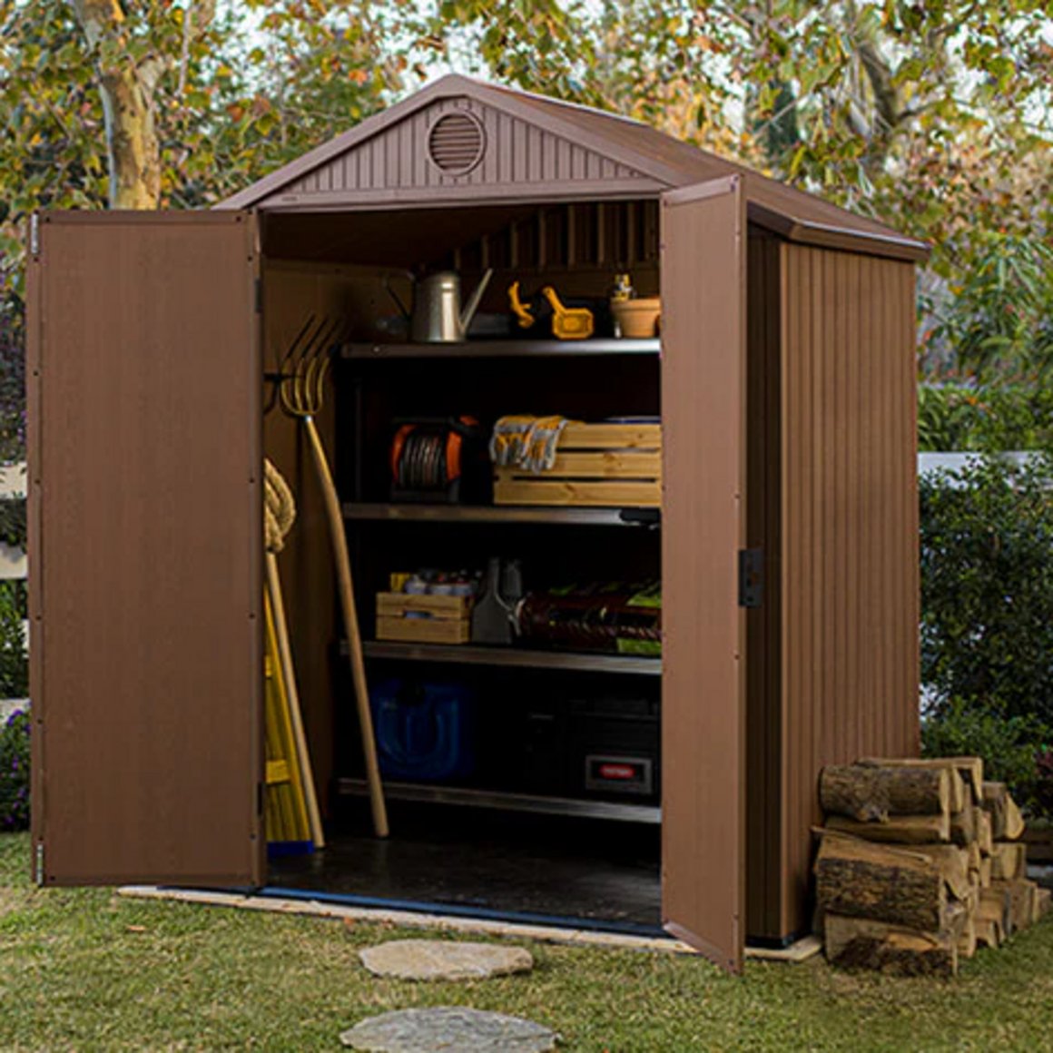 Bodega para jardin Darwin Café 221x190x122 cm | Sodimac - Falabella