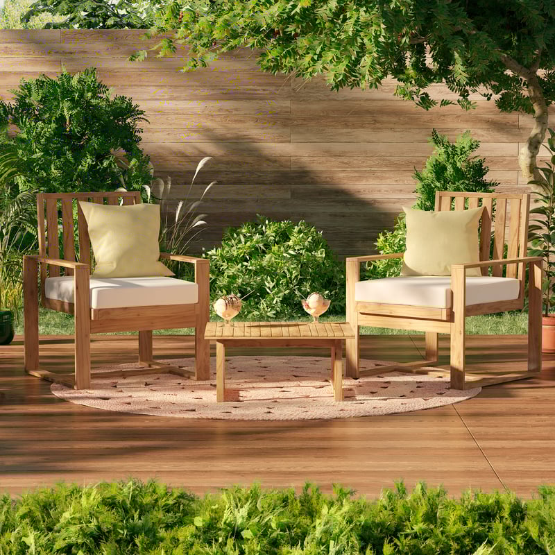 Juego de Living de Terraza Florida 2 Personas Madera; Crudo | Sodimac ...