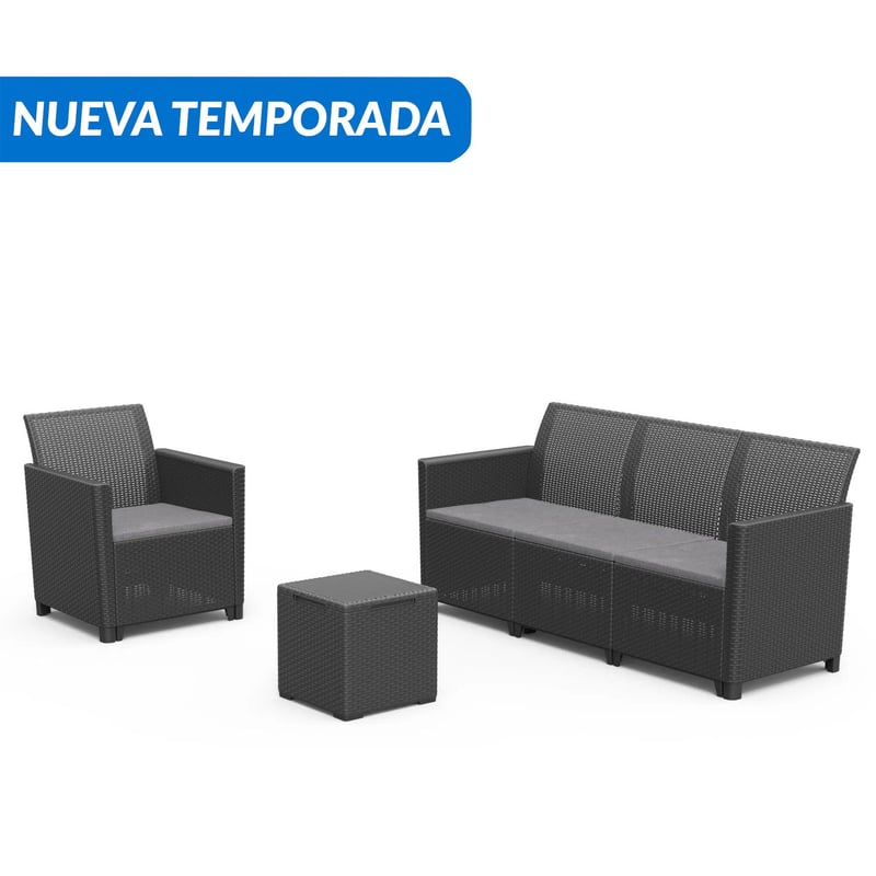 Juego de Living de Terraza Marie 4 Personas Grafito | Sodimac - Falabella