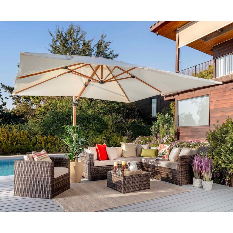 Quitasol Lateral Poliéster 3x3 metros Natural | Sodimac Chile