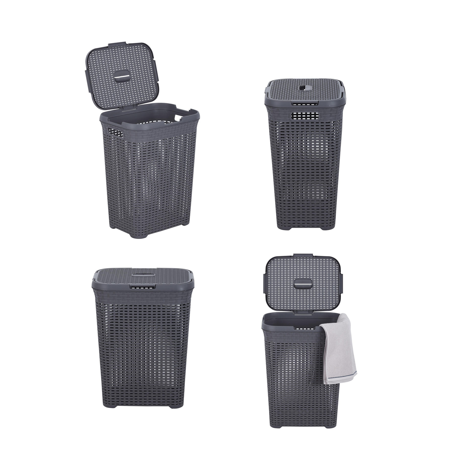 Cesto de Ropa con Tapa 33x57.5x44.5 cm 70 l Gris | Sodimac - Falabella