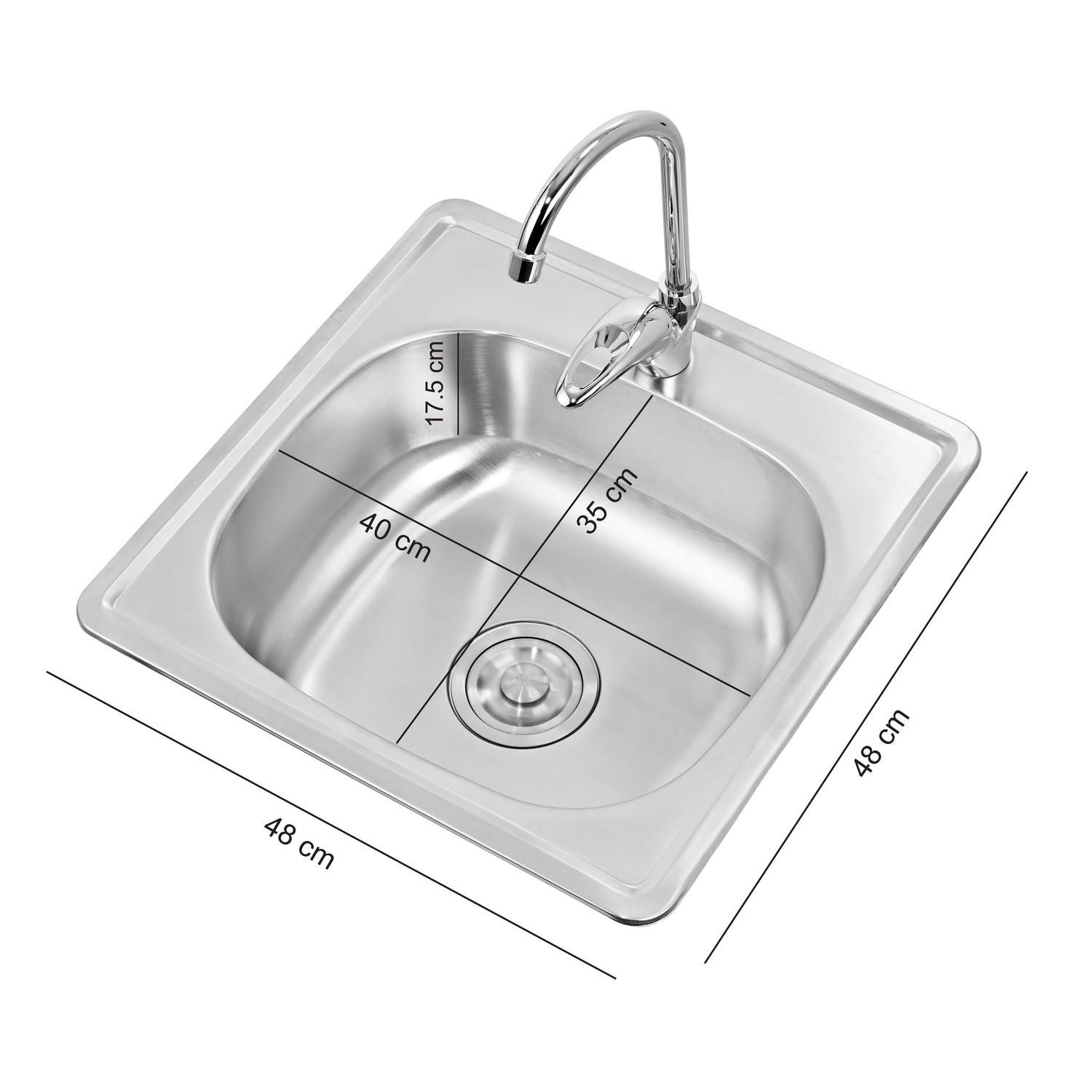 Lavaplatos con Monomando 1 Cubeta(s) 48x17.5x22 cm Acero inoxidable ...