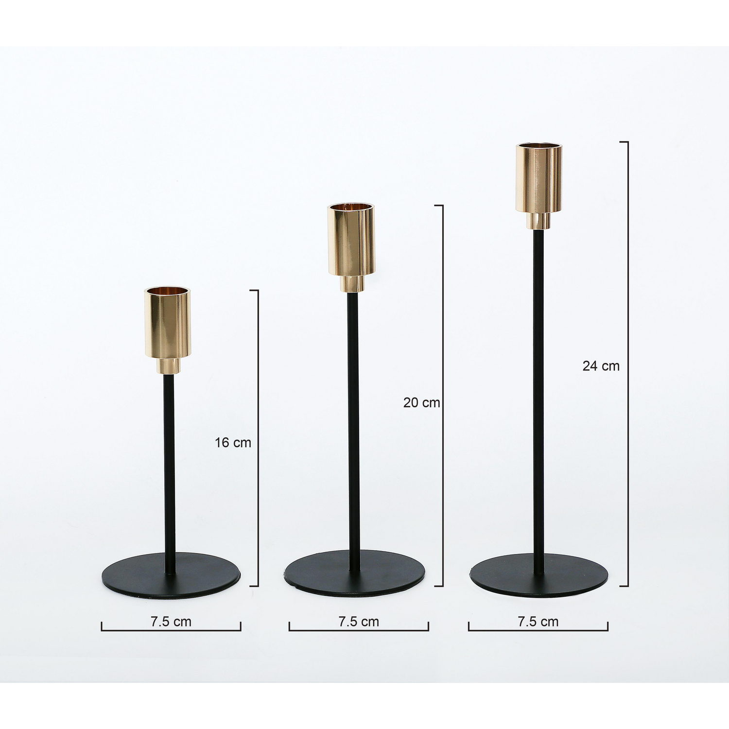 Set 3 Candelabros Metal 16 cm 20 cm y 24 cm | Sodimac - Falabella