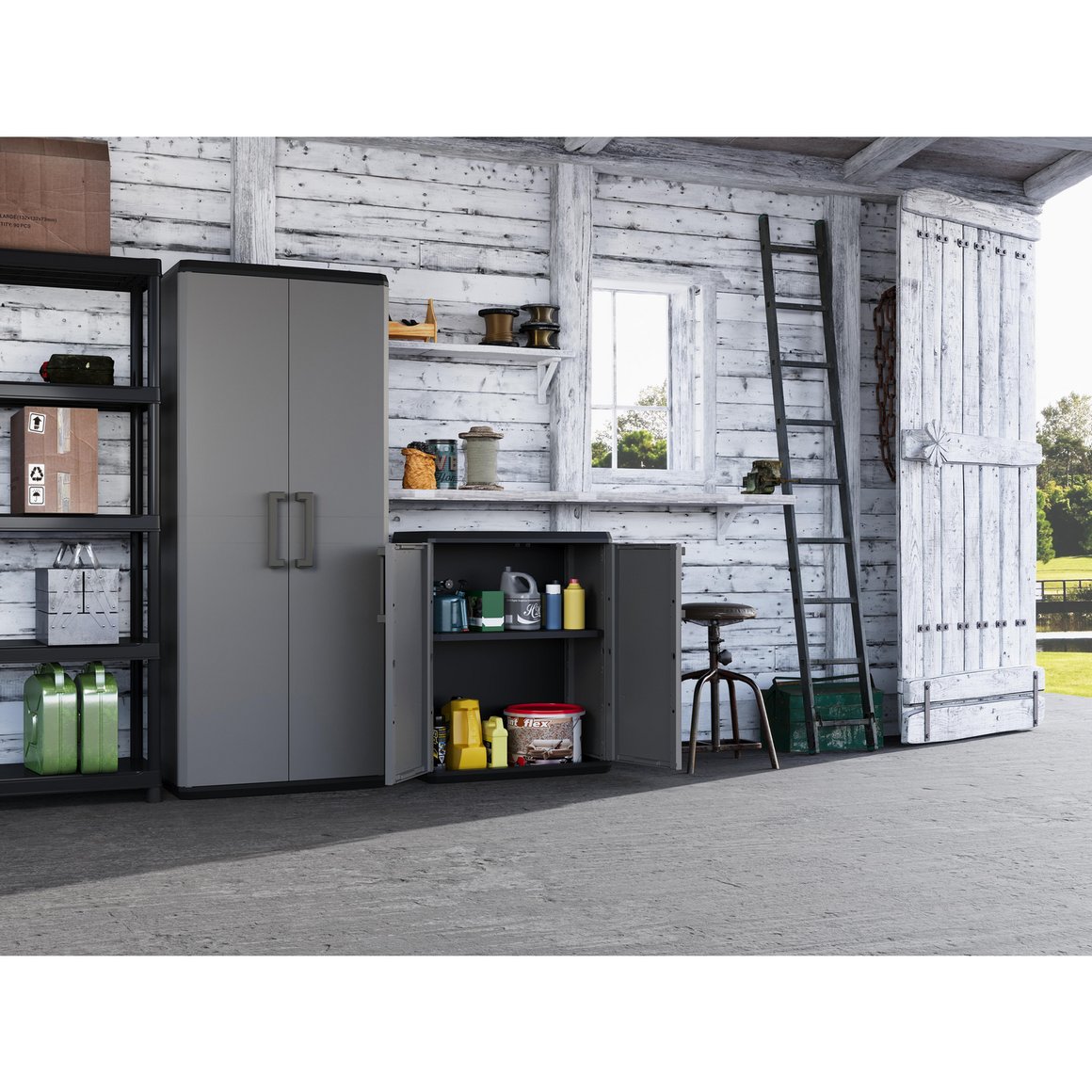 Clóset Plástico Classic 2 Puerta(s) 1 Repisa(s) 68xx39 cm Negro/Gris ...