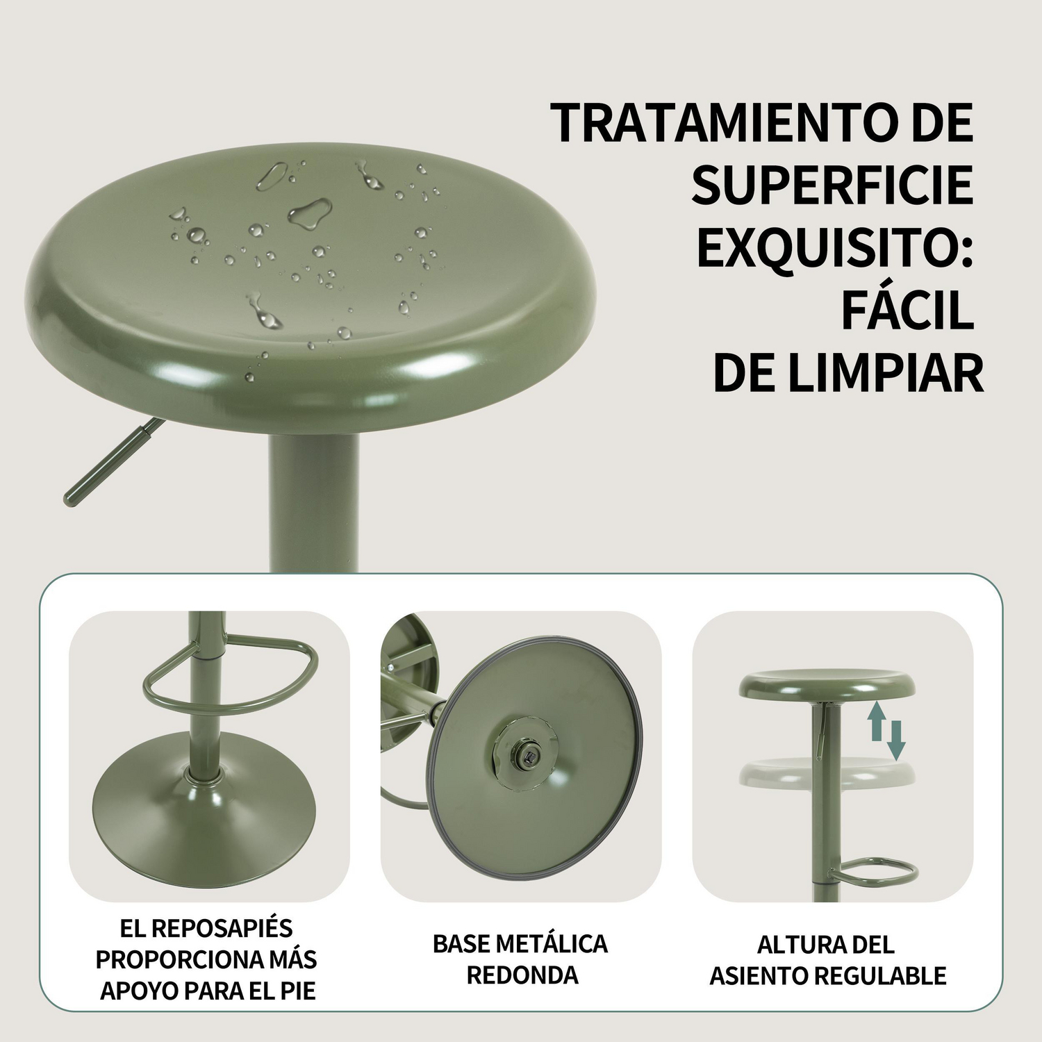 Silla bar Vora Verde 82x35x35 cm | Sodimac - Falabella