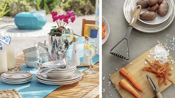 Juego de Loza 30 Piezas Porcelana Gotas Beige | Sodimac - Falabella