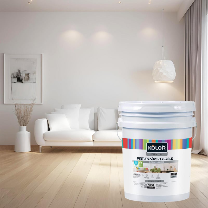 Pintura para Interior 5 Galones Blanco Mate Súper Lavable KOLOR ...