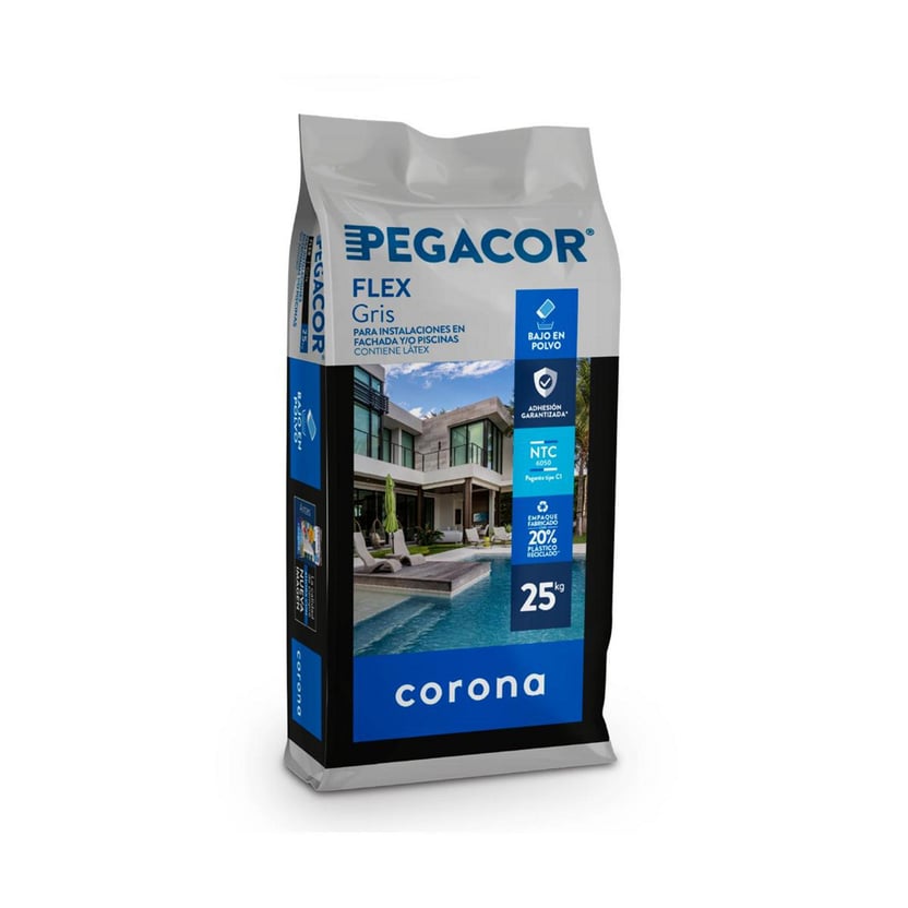 Pegacor Flex Para Fachadas y/o Piscinas Gris 25 Kg Corona - Homecenter ...