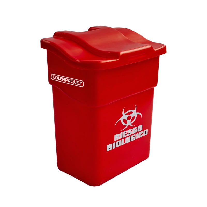 Caneca Plástica 20L Rojo Riesgo Biológico Con Tapa COLEMPAQUES ...