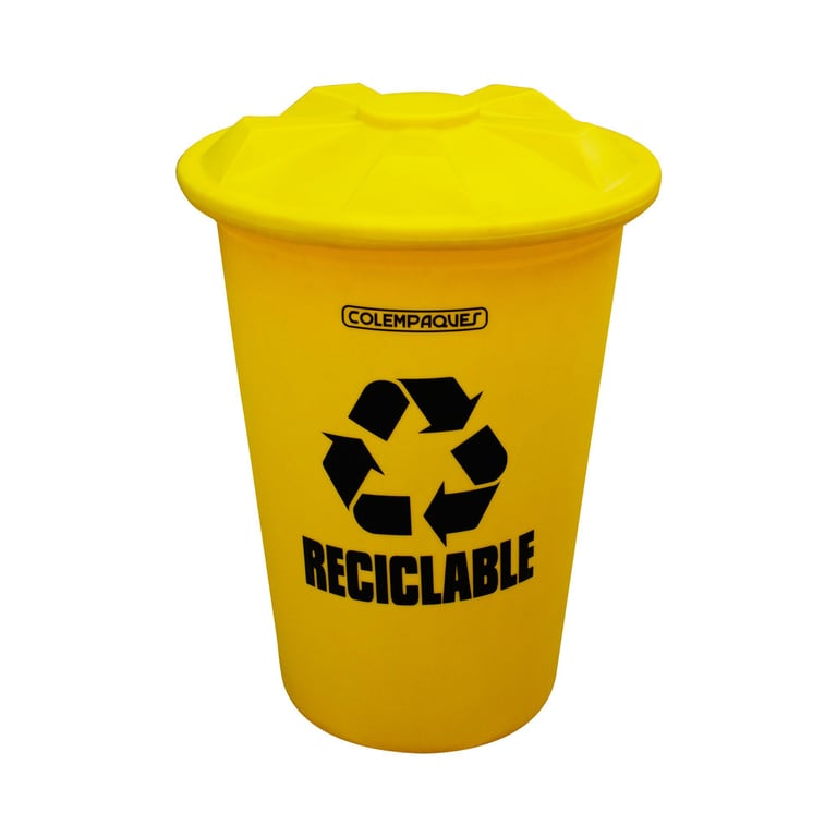 Caneca Plástica 150L Amarillo Para Metal Con Tapa COLEMPAQUES ...