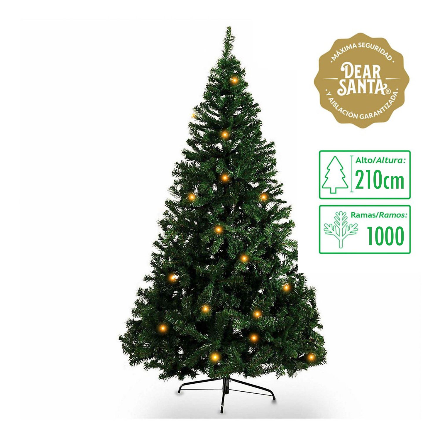 Árbol de Navidad 210 cm x 138 cm 1000 Ramas Mountain Verde DEAR SANTA ...