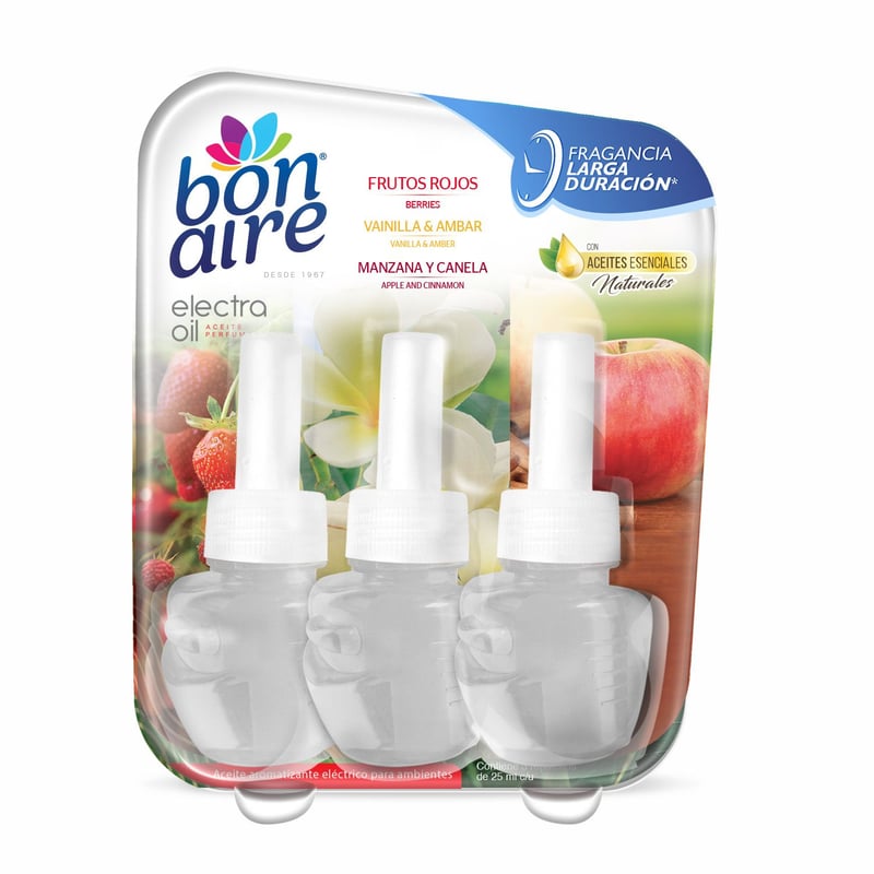 Ambientador Oil Eléctrico Repuesto Surtidos 3 Und x 25 ml Cada Uno BONAIRE | falabella.com