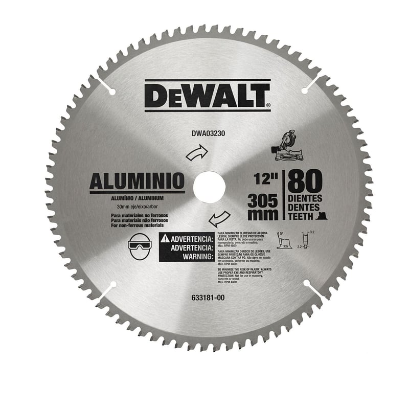Disco Corte Aluminio 12 Pulgadas 80 Dientes Ref DW03230 DEWALT ...