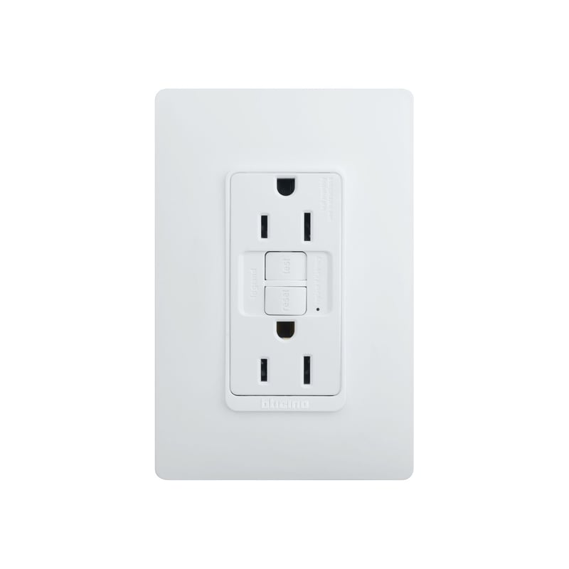 Toma Doble Polo A Tierra Gfci 15Amperios Luzica Blanco BTICINO ...