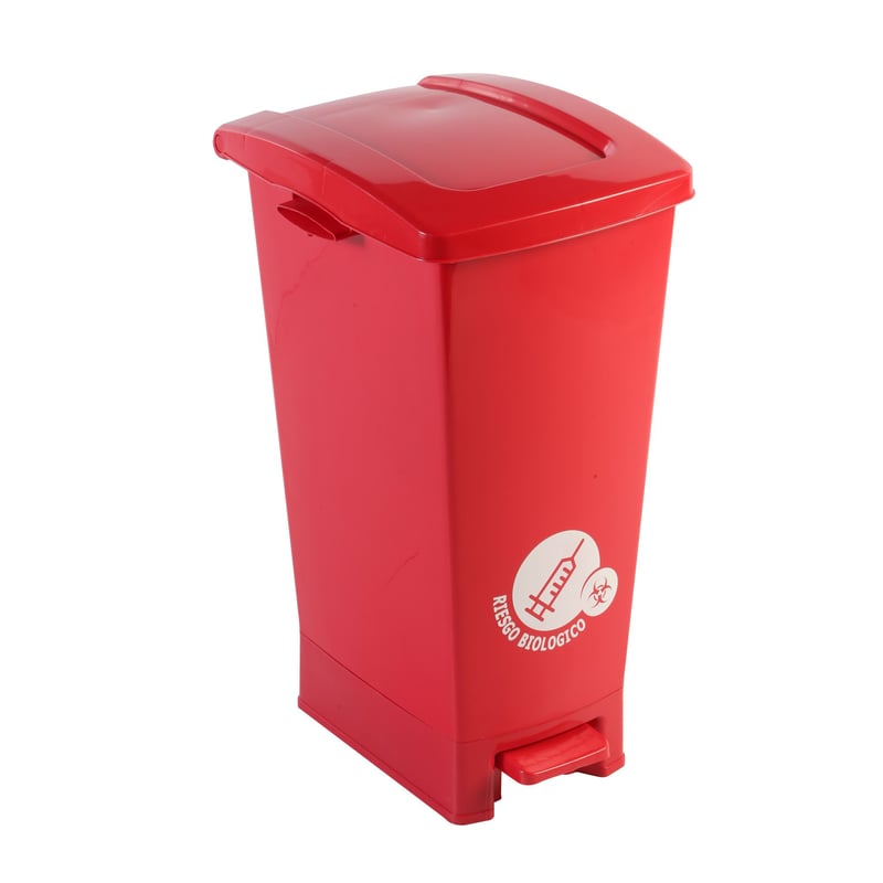 Caneca Plástica 36 Litros Rojo Riesgo Biológico Con Pedal NP ...