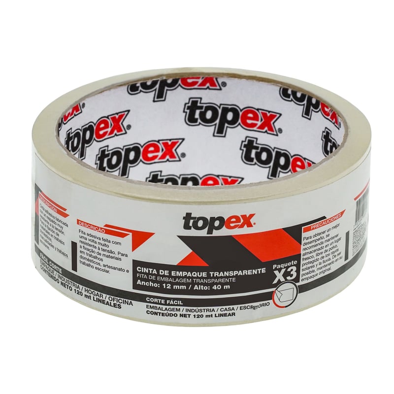Cinta Pegante Topex Facil Corte 12Mm X 40M X 3Und TOPEX | falabella.com