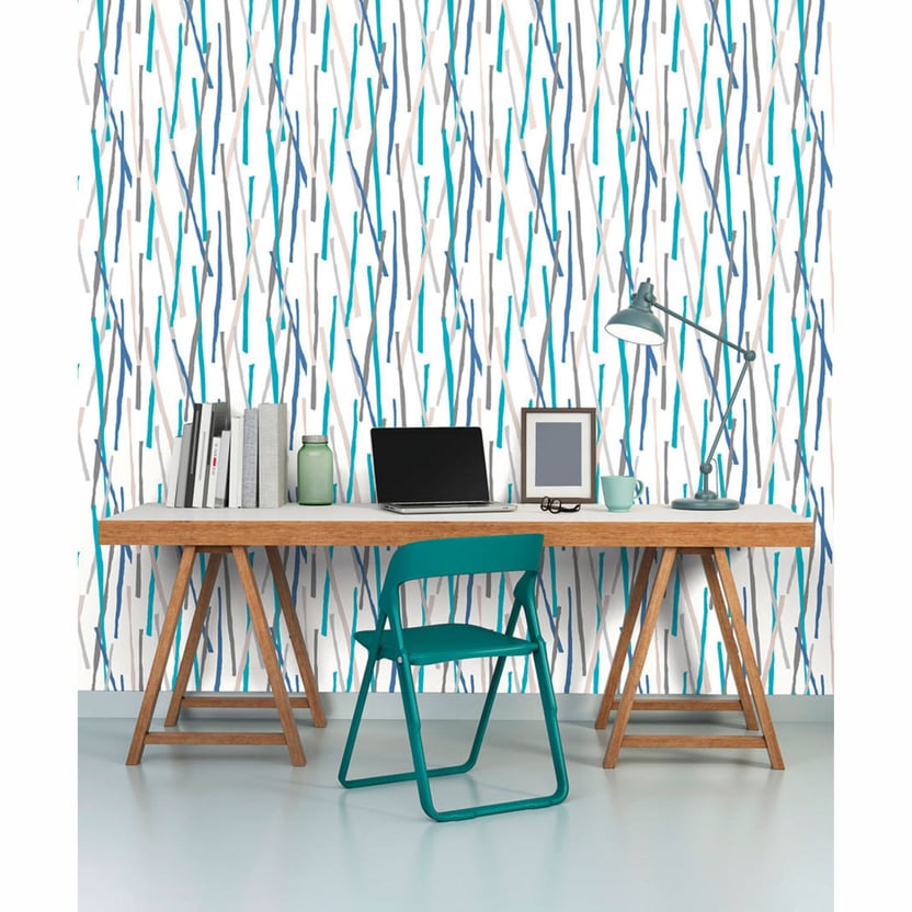 Papel Mural Rayas Colores 53 cm x10 Mts Pop Colors - Homecenter.com.co