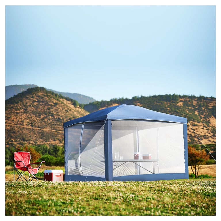 Toldo Comedor Camping Con Base Textil Azul 3x3 Metros KLIMBER ...