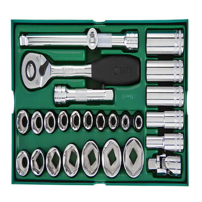 Juego de Copas 27 Piezas Cuadrante 1/2 Pulgada mm Sata en Bandeja SATA ...