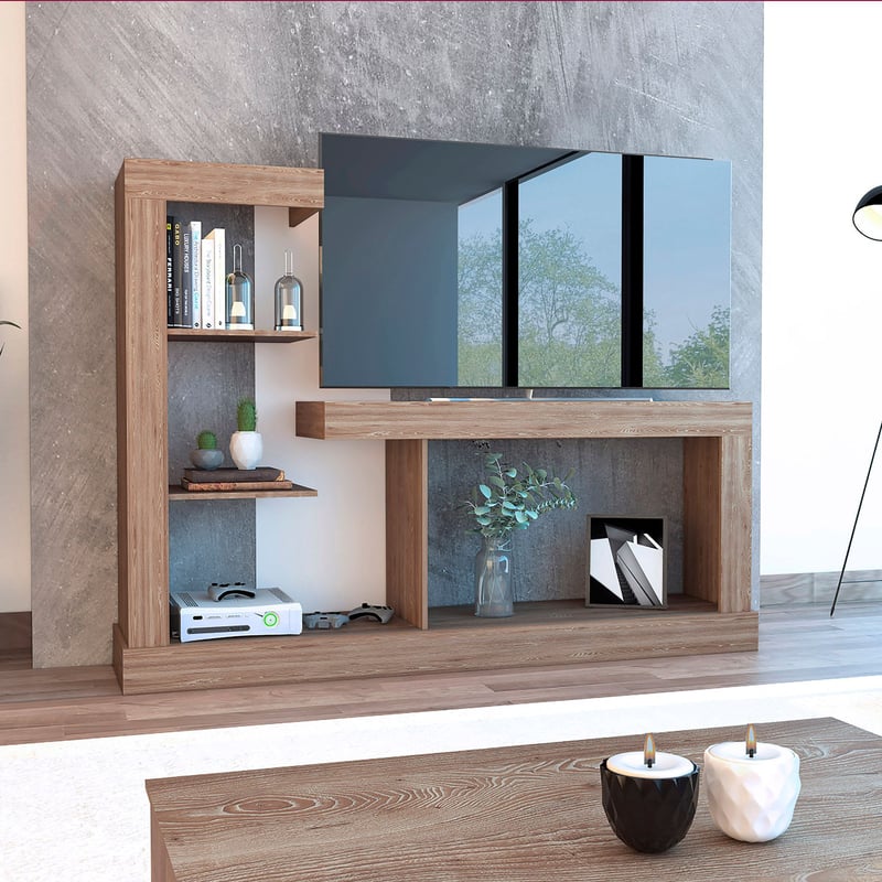 Rack para TV de 55 Pulgadas Minotti 133,5x180x41,5 Miel /Blanco RTA ...