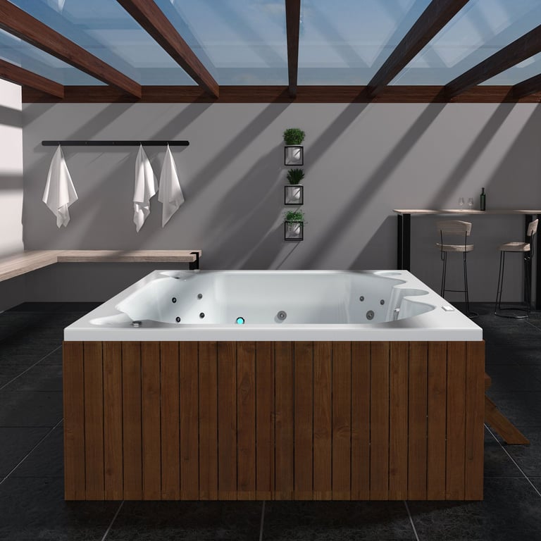 Jacuzzi Santorini Spa 180 X 180 Cm - Hidromasaje - Blanco - Mant 5.5 ...