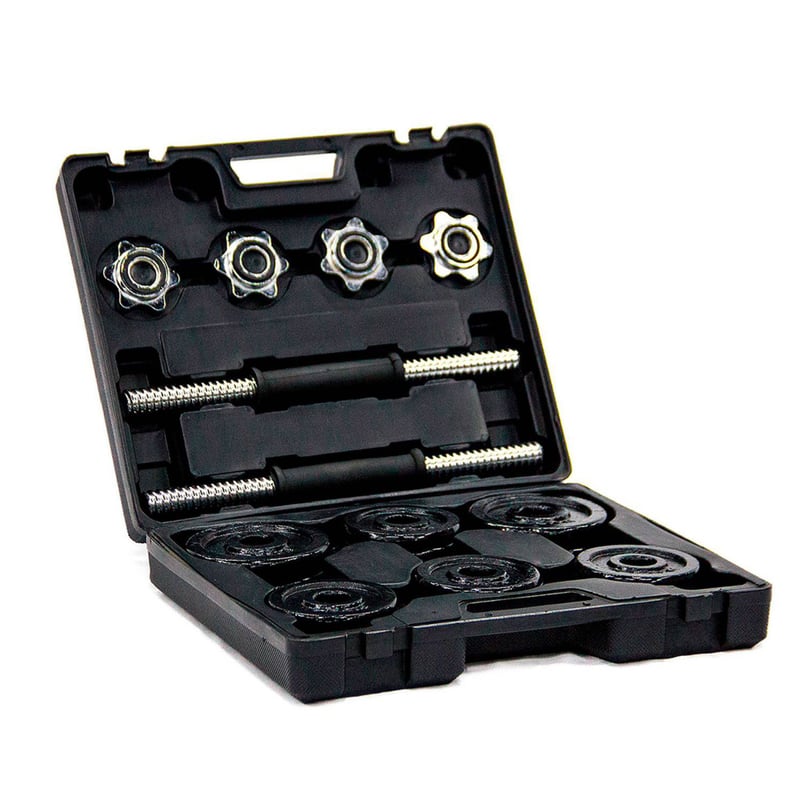 Kit De Mancuernas Con Seguros De 20 Kg Con Maletín Color Negro PROFIT ...