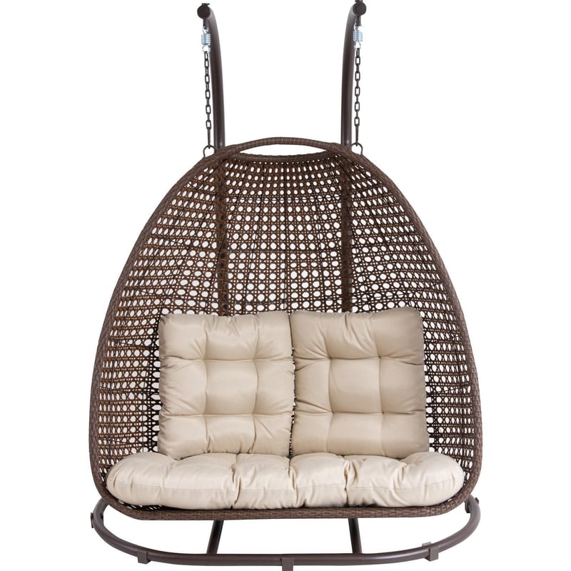 Sillón Colgante Rattan Sintético para Dos Personas Taupe JUST HOME ...