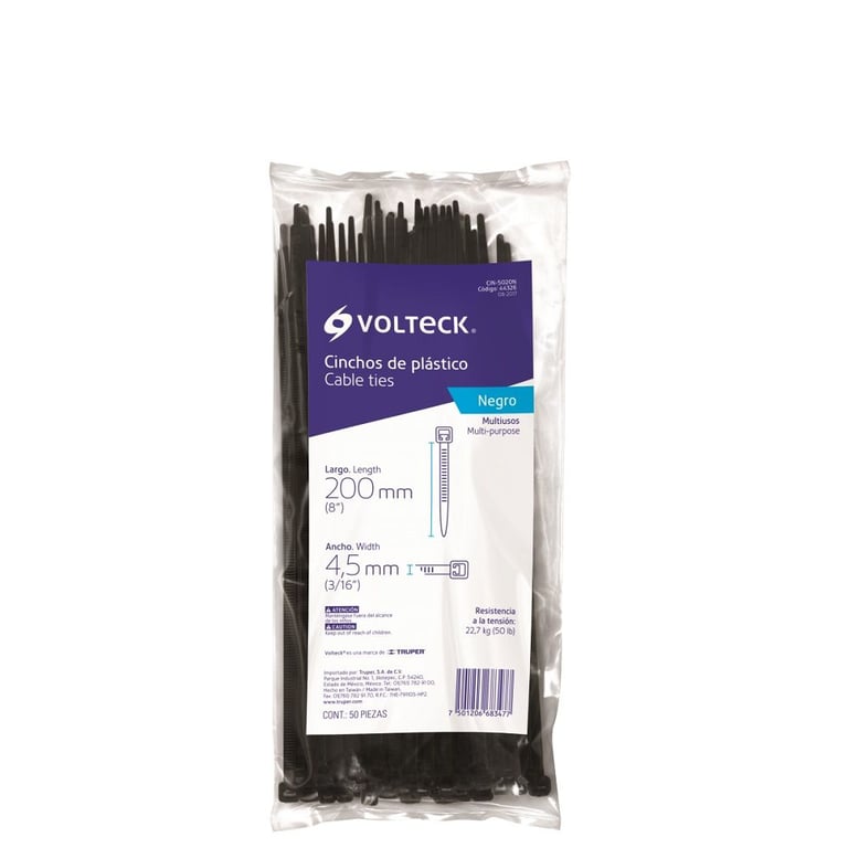 Cinchos Plásticos Tensión 50ib Negro Largo 20cm TRUPER | falabella.com