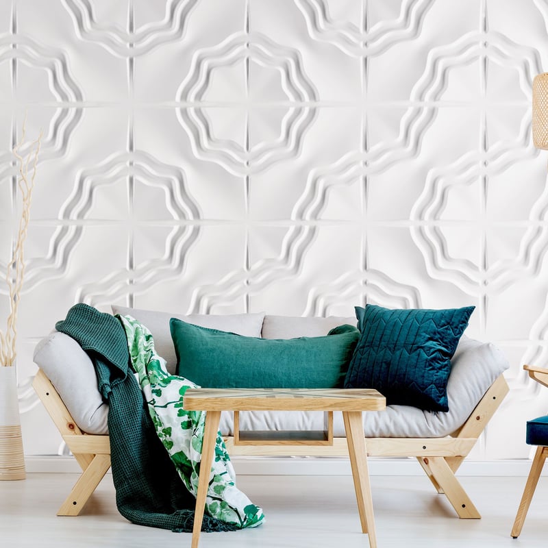 Pared Panel Decorativo 3D Estrella Blanco Caja x3m2 (12 Paneles 50x50 c ...