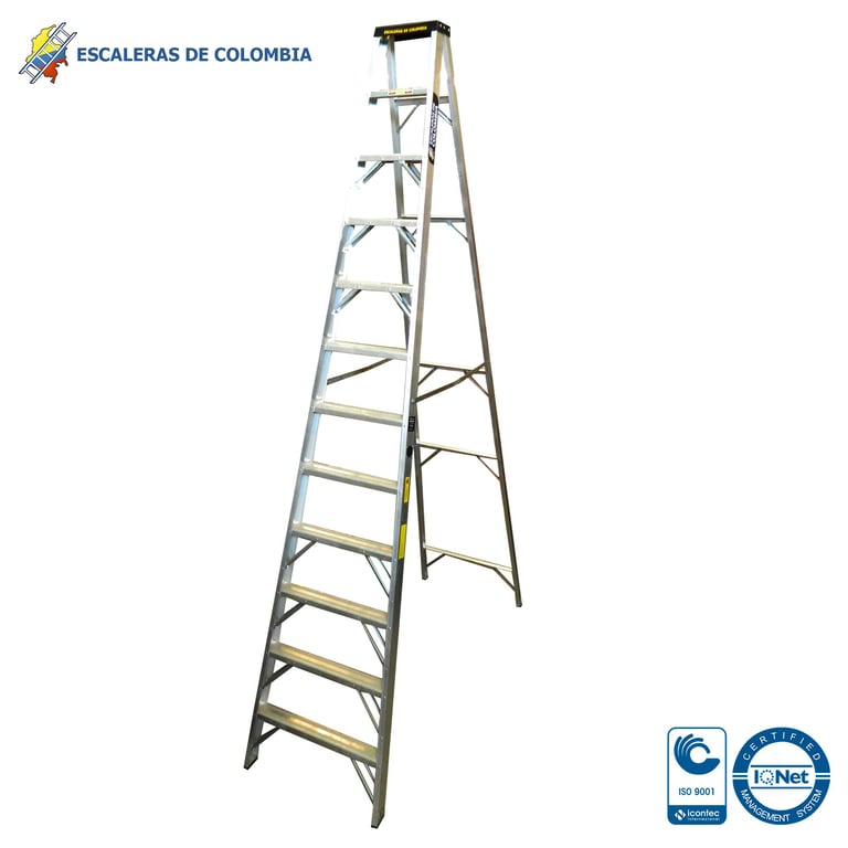 Escalera Certificada Aluminio Tipo 1A Tijera 12 Pasos 3.60 Metros 136 ...